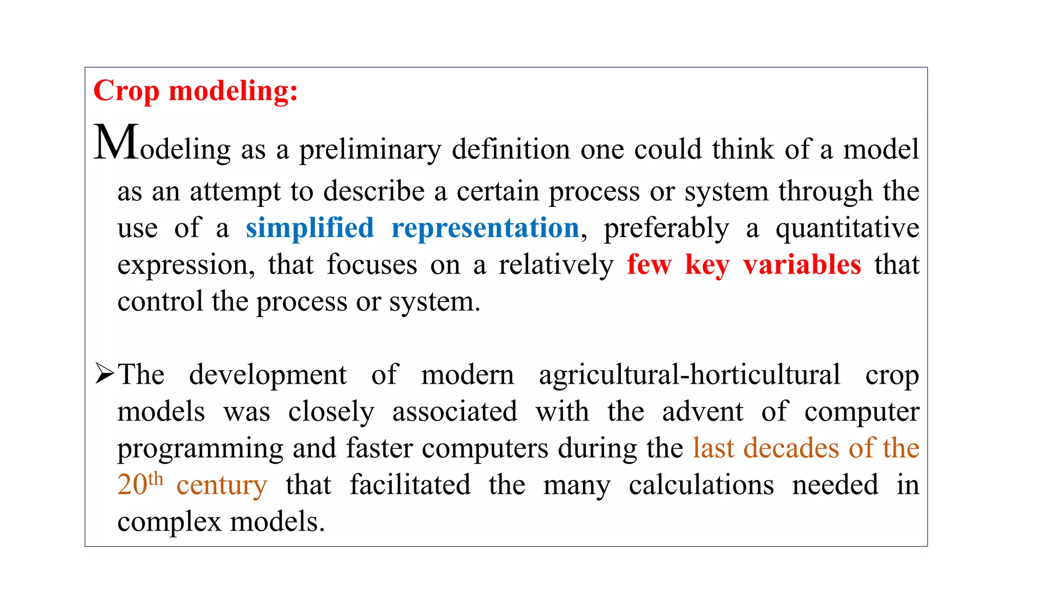 Advances in crop modeling-Panchaal B | PPTX