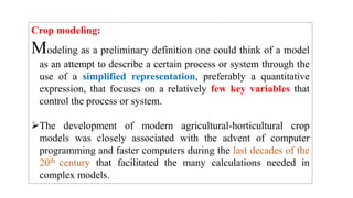 Advances in crop modeling-Panchaal B | PPTX