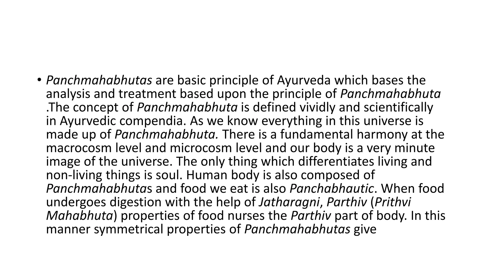 Pancha Mahabhuta PPT Dr. Sujit Kumar MD Kriya Sharira | PPTX