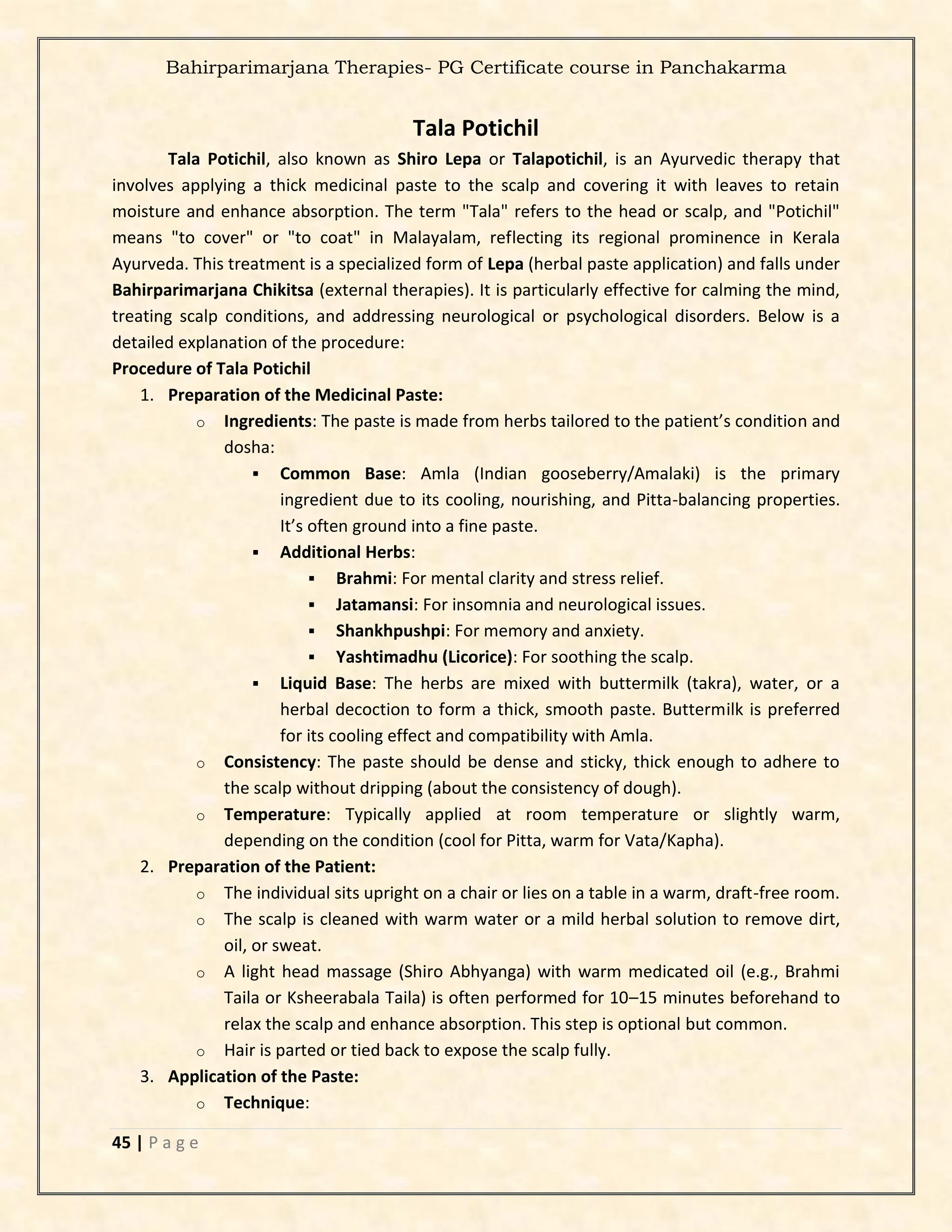 Bahirparimarjana Chikitsa ( External Therapies) | PDF