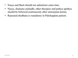 Panchakarma in pakshaghata | PPTX