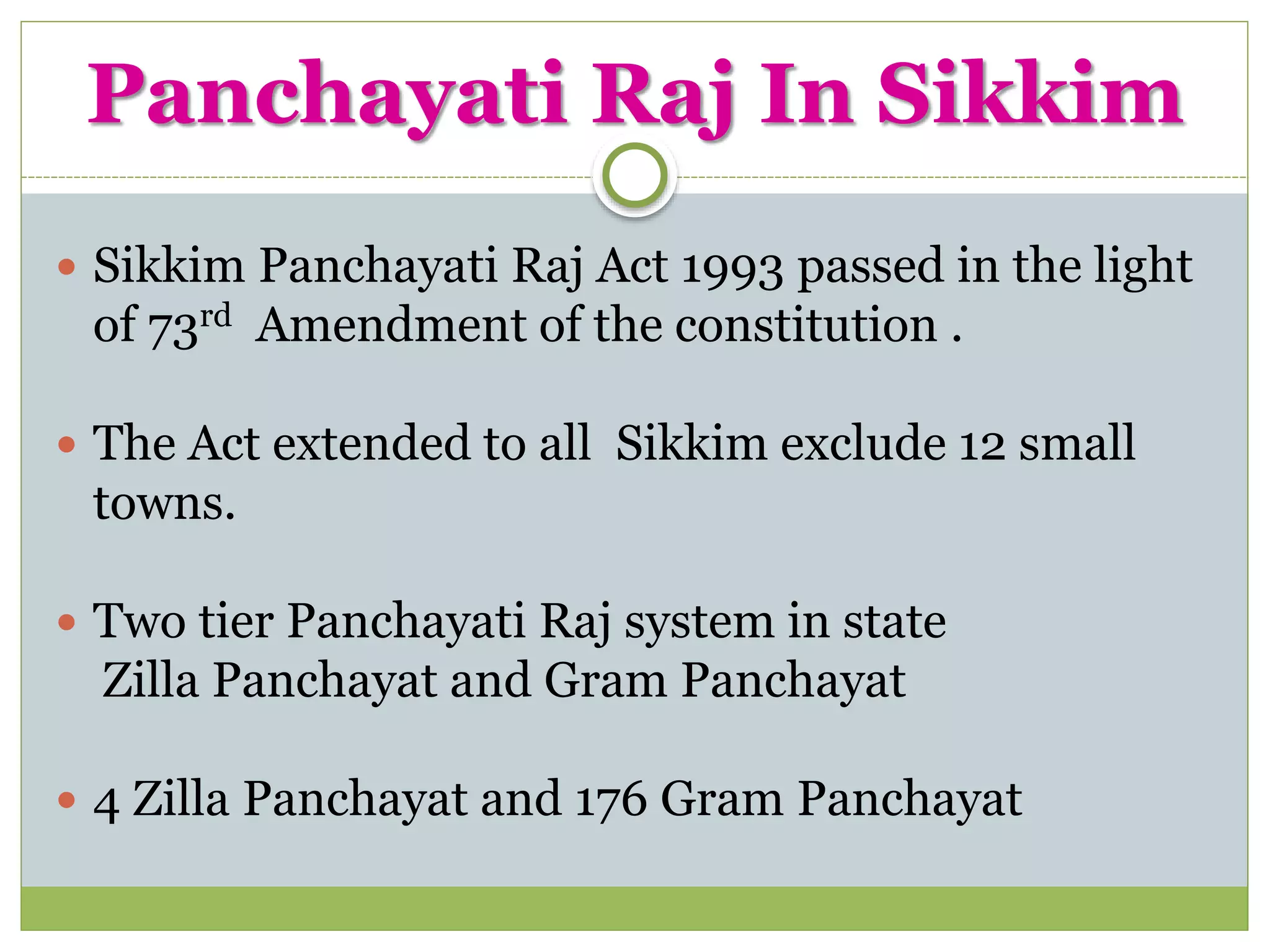 Panchayati Raj Sikkim | PPTX