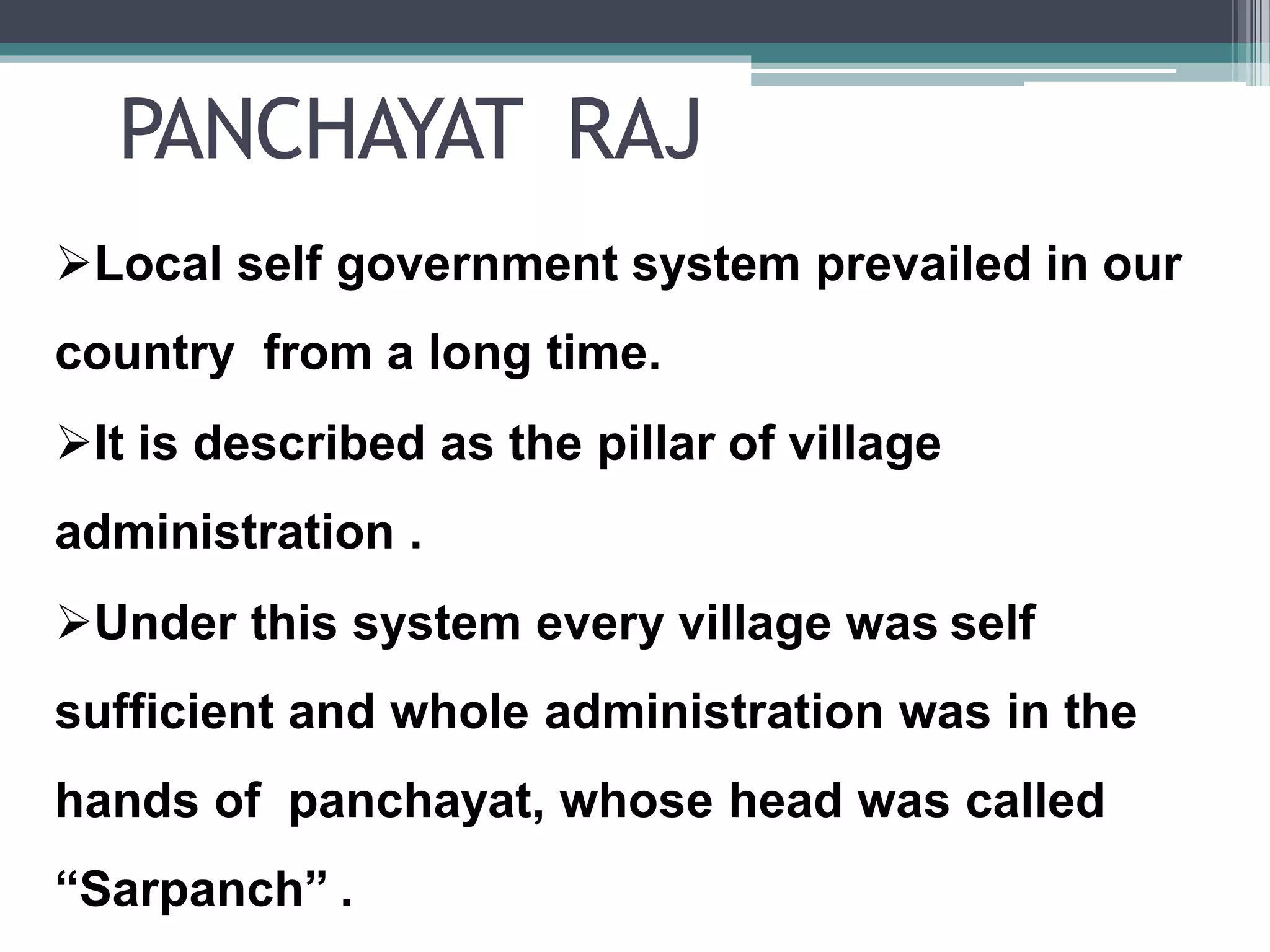 Panchayati raj system | PPTX