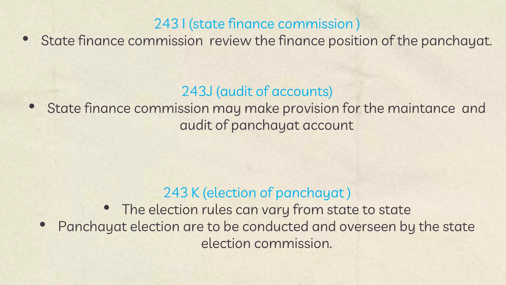 Panchayati raj system article (243 A -243 o) 73th amendment act 1992 | PPTX