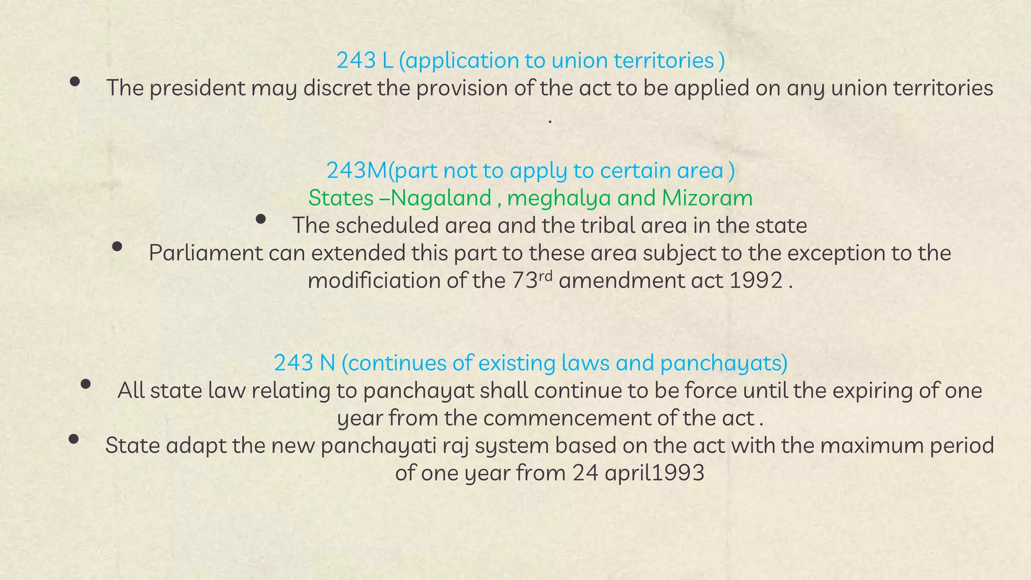 Panchayati raj system article (243 A -243 o) 73th amendment act 1992 | PPTX