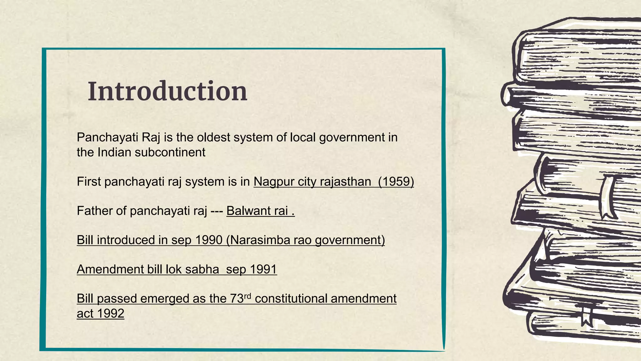 Panchayati raj system article (243 A -243 o) 73th amendment act 1992 | PPTX