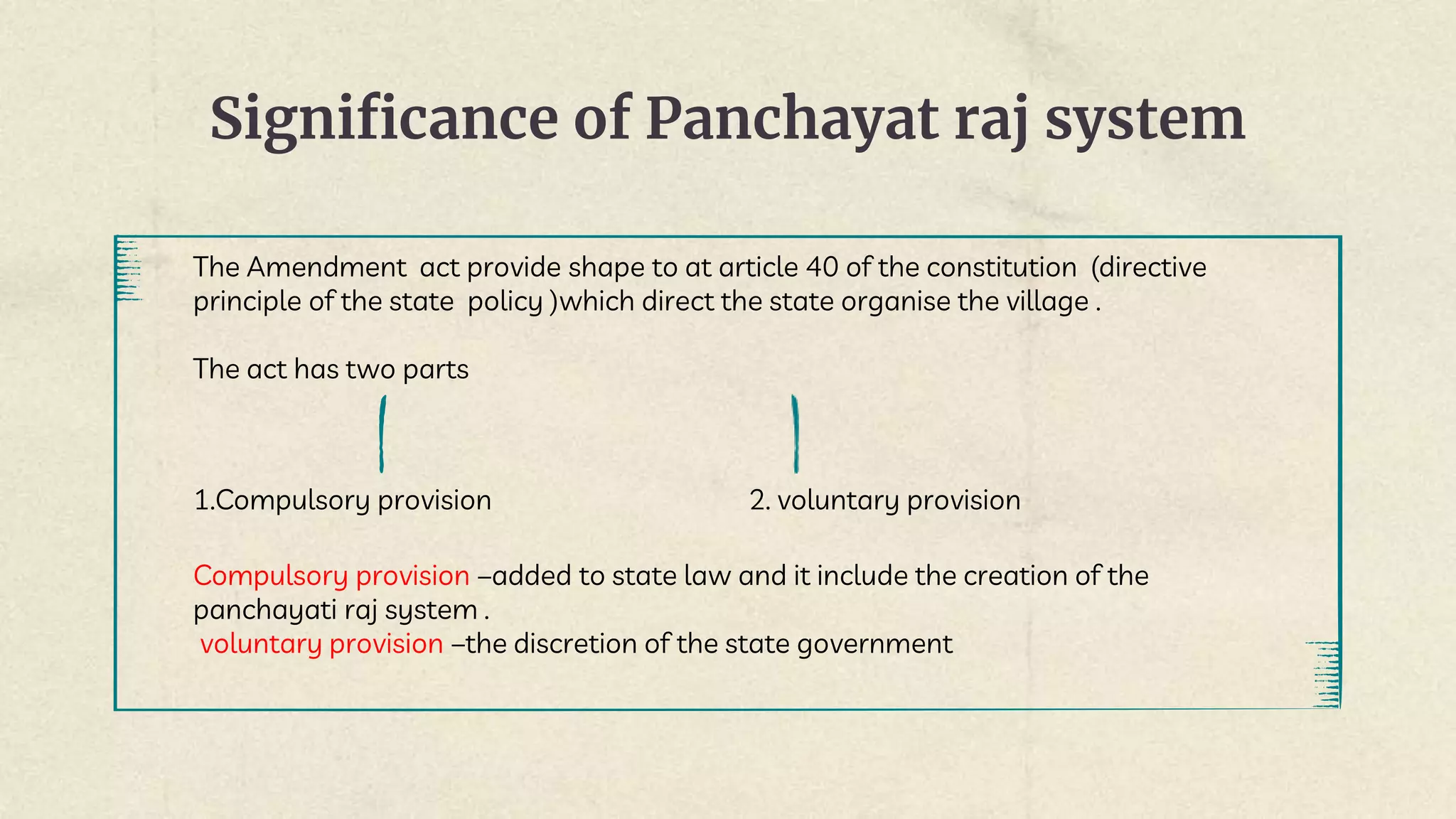 Panchayati raj system article (243 A -243 o) 73th amendment act 1992 | PPTX