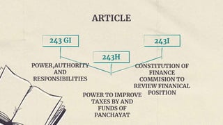 Panchayati raj system article (243 A -243 o) 73th amendment act 1992 | PPTX