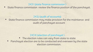 Panchayati raj system article (243 A -243 o) 73th amendment act 1992 | PPTX