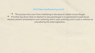 Panchayati raj system article (243 A -243 o) 73th amendment act 1992 | PPTX