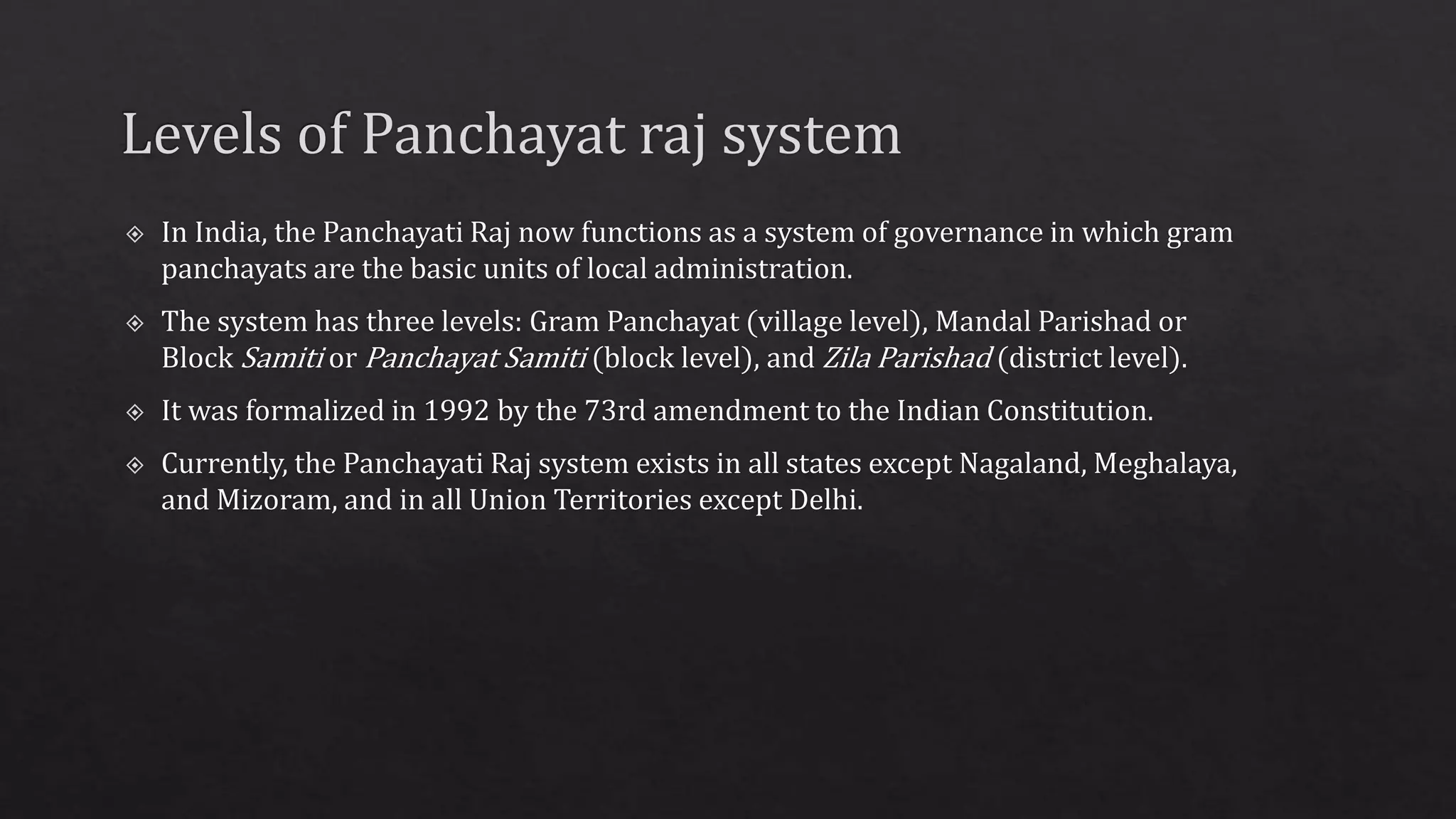 Panchayat raj system | PPTX | Civic affairs | Politics