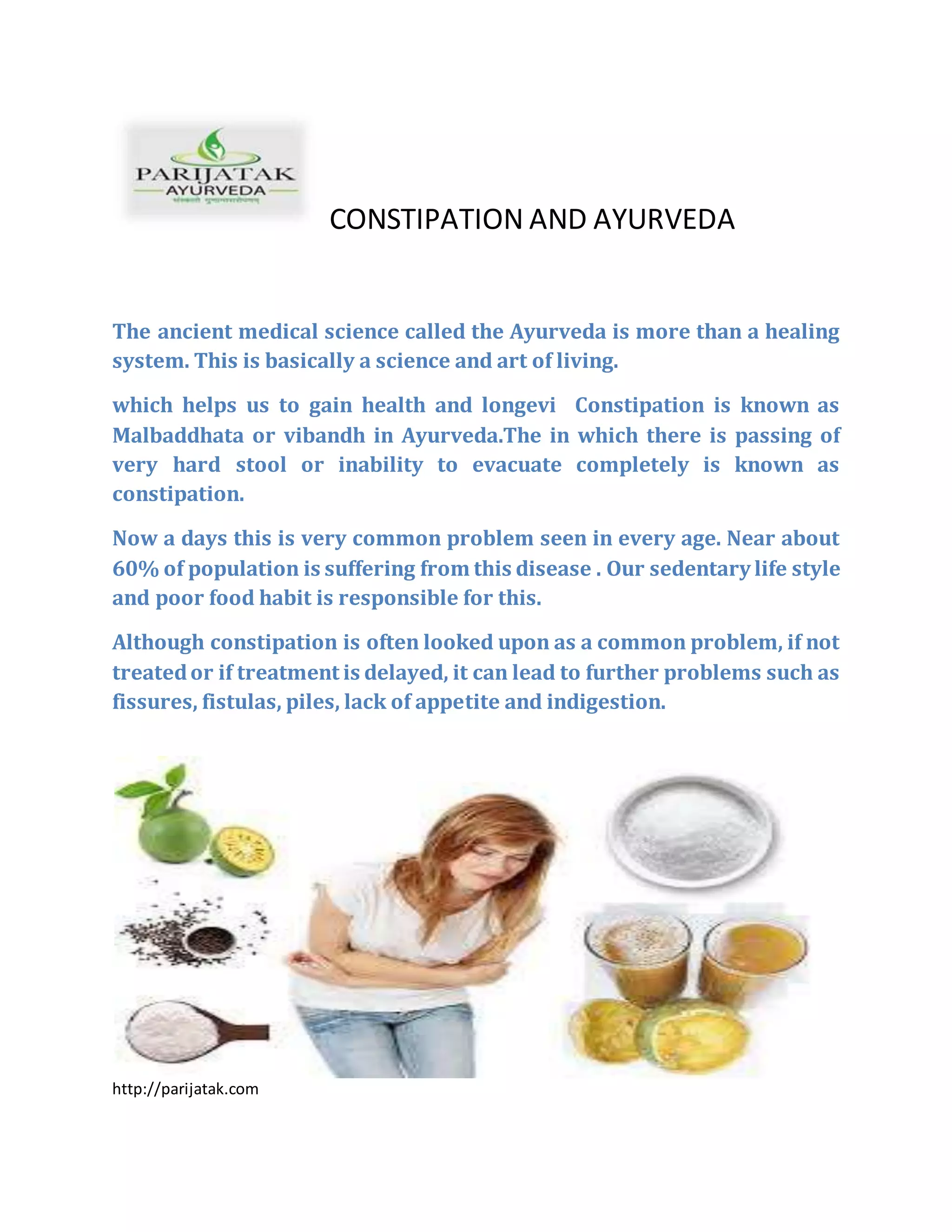 CONSTIPATION AND AYURVEDA treatment | PDF