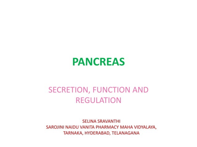 Pancreas - Secretion, Function and Regulation | PPTX | Endocrine and ...