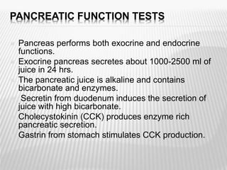 Tests for pancreatic and intestinal functions | PPT