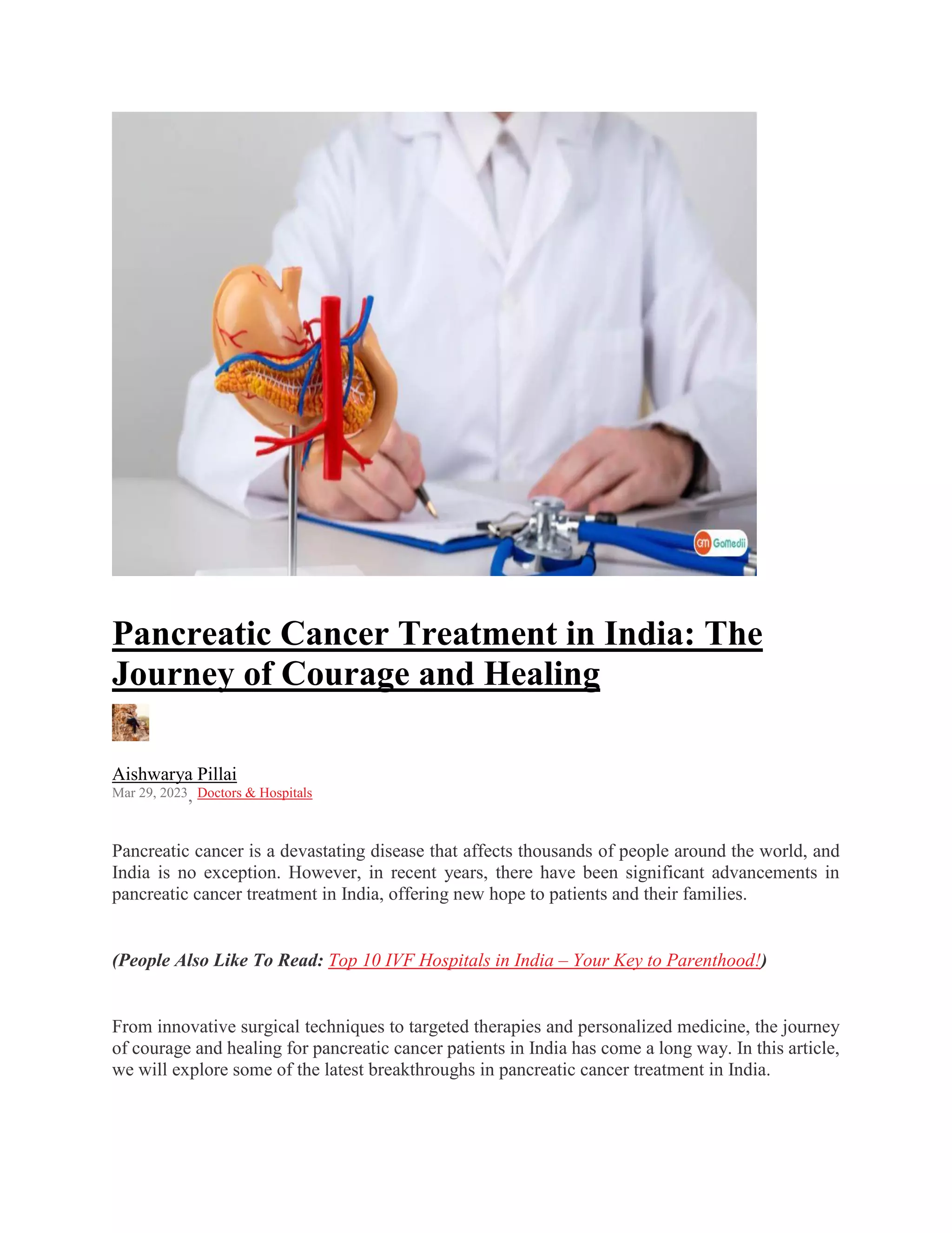 Pancreatic Cancer Treatment in India: The Journey of Courage and ...