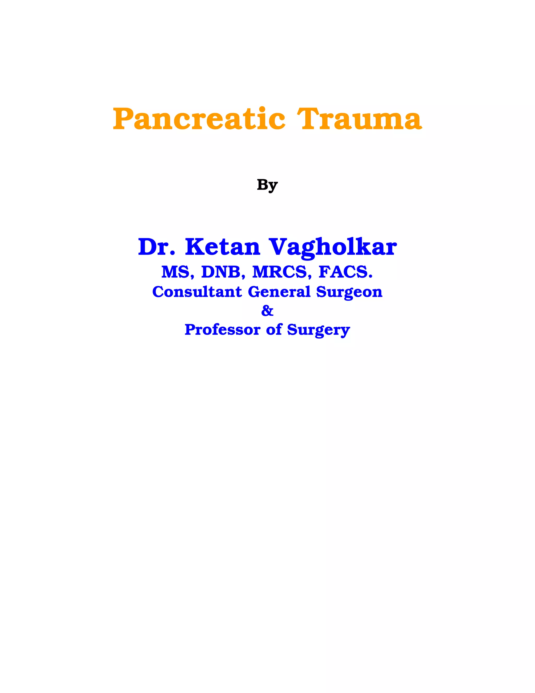 Pancreatic trauma | PDF