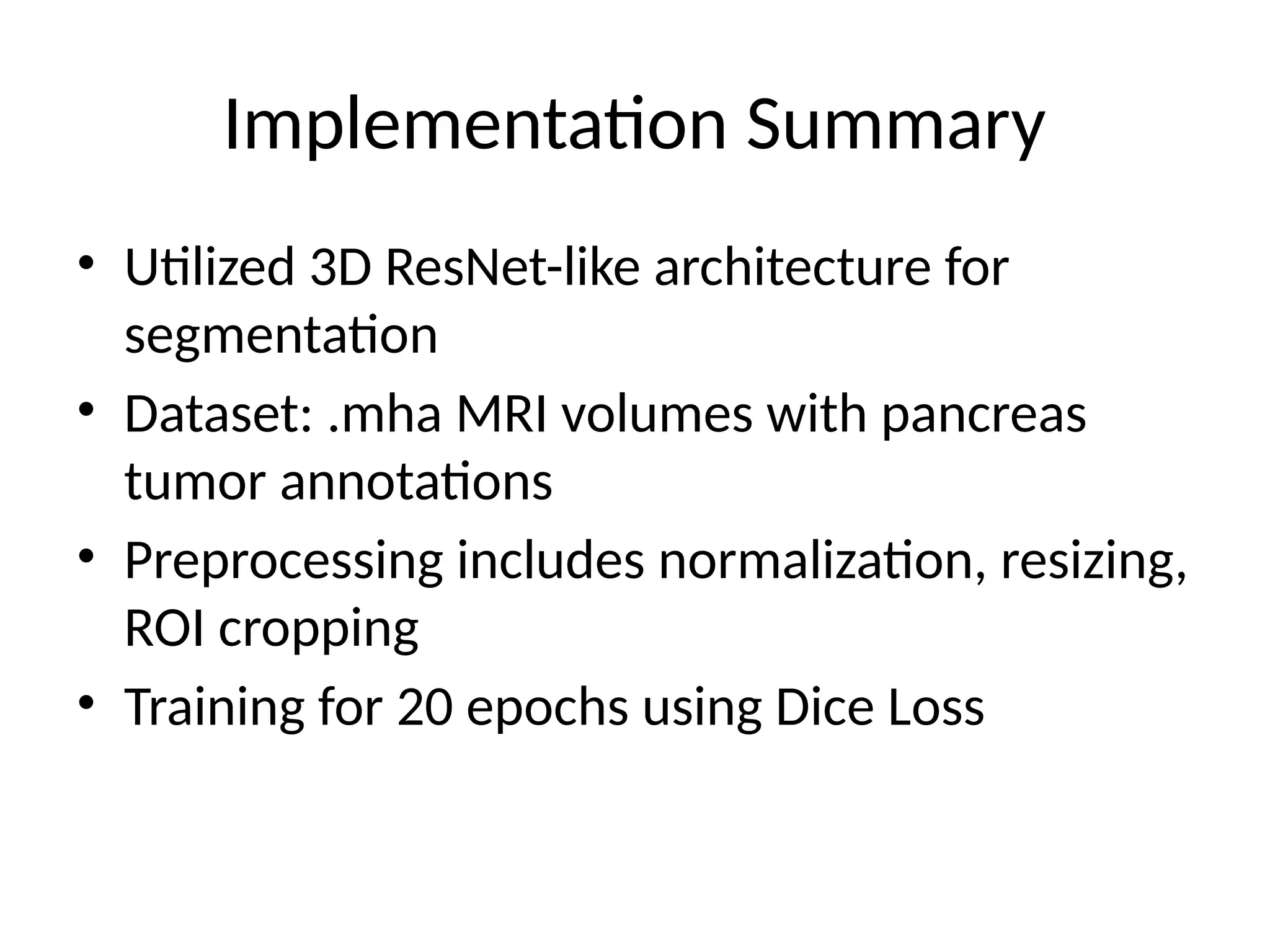 Pancreatic Tumor Segmentation Implementation Pptx