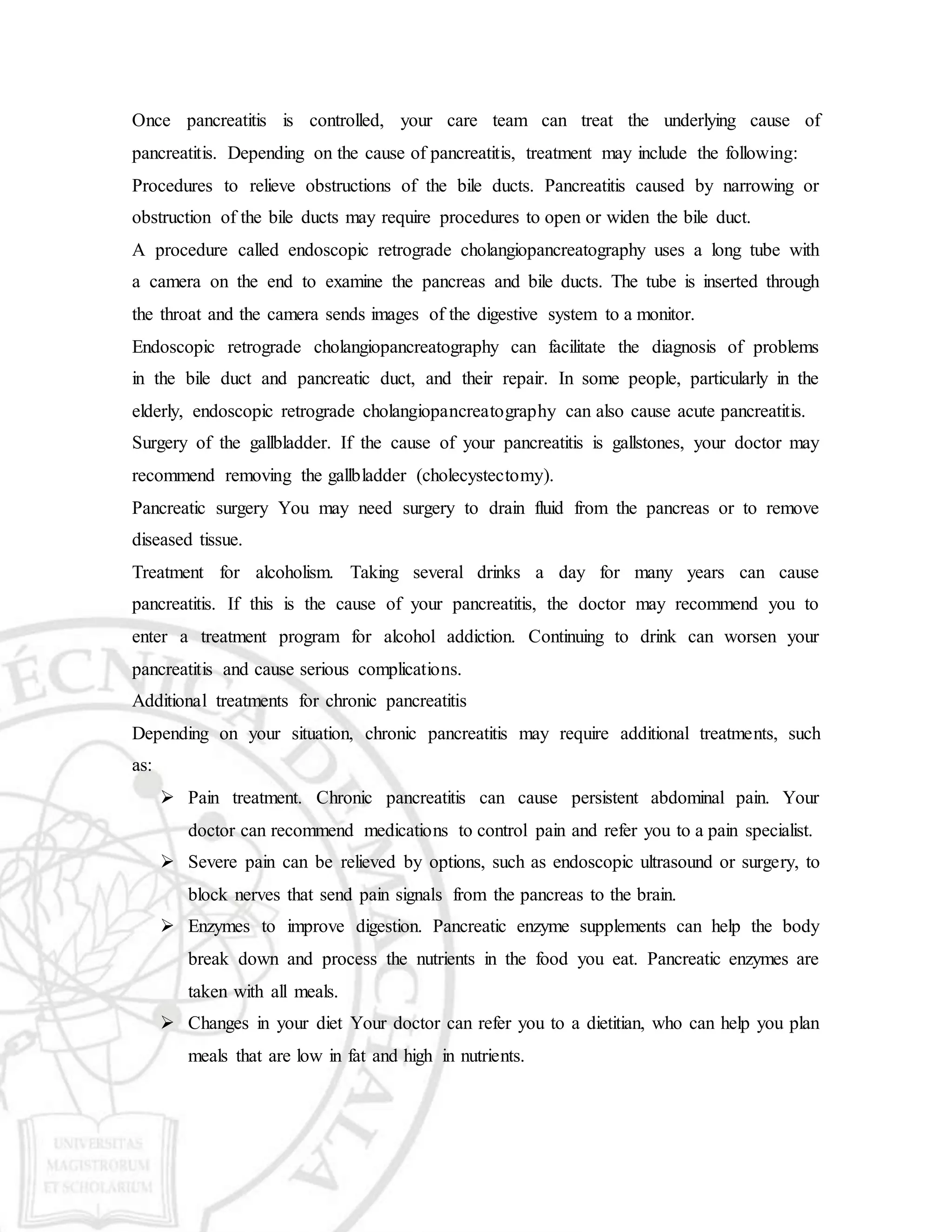 Pancreatitis | DOCX | Digestive Disorders | Diseases and Conditions