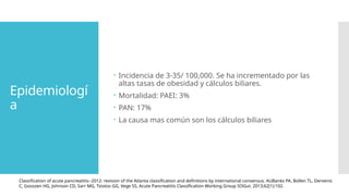 Pancreatitis aguda de origen biliar en el adulto | PPTX