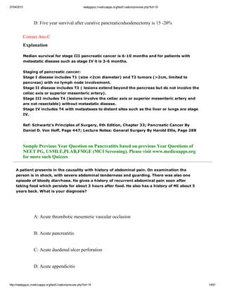 Pancreatitis sample questions based on neet pg , usmle, plab and fmge ...