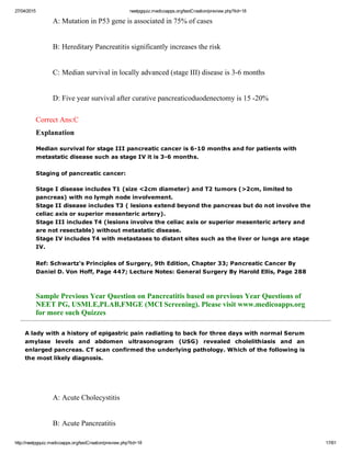 Pancreatitis sample questions based on neet pg , usmle, plab and fmge ...