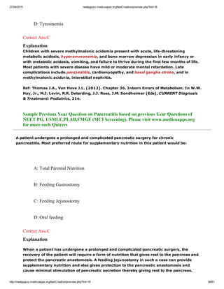 Pancreatitis sample questions based on neet pg , usmle, plab and fmge ...