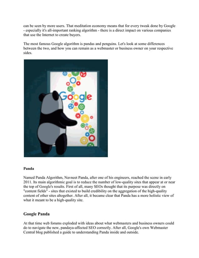 Panda And Penguin Google Search Algorithm Pdf