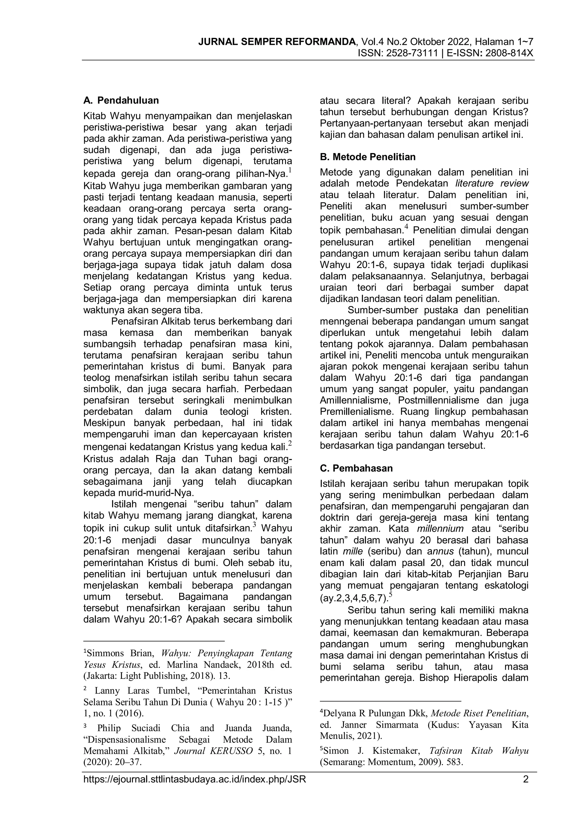 Pandangan Umum Kerajaan Seribu Tahun Dalam Wahyu 20 | PDF