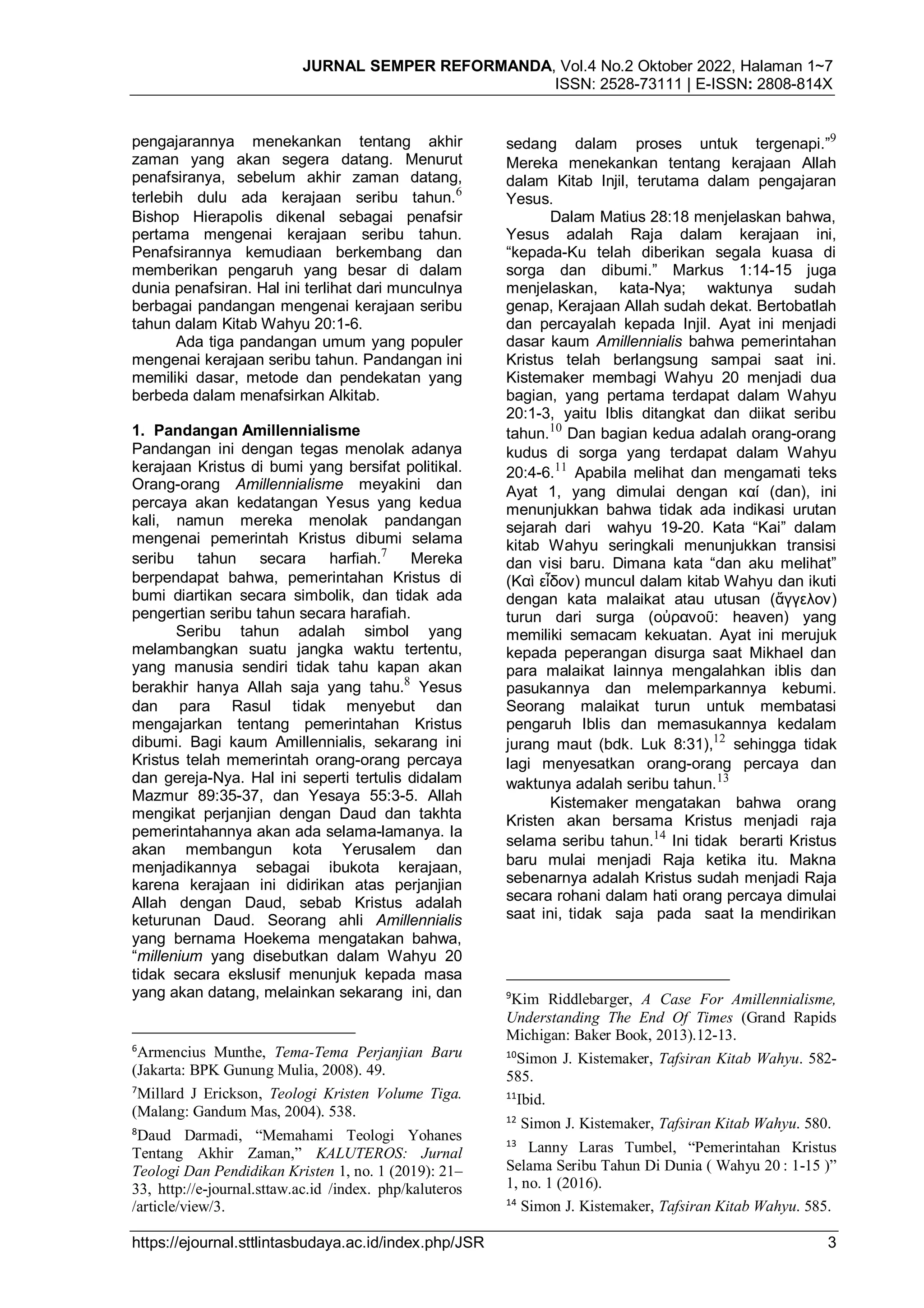 Pandangan Umum Kerajaan Seribu Tahun Dalam Wahyu 20 | PDF