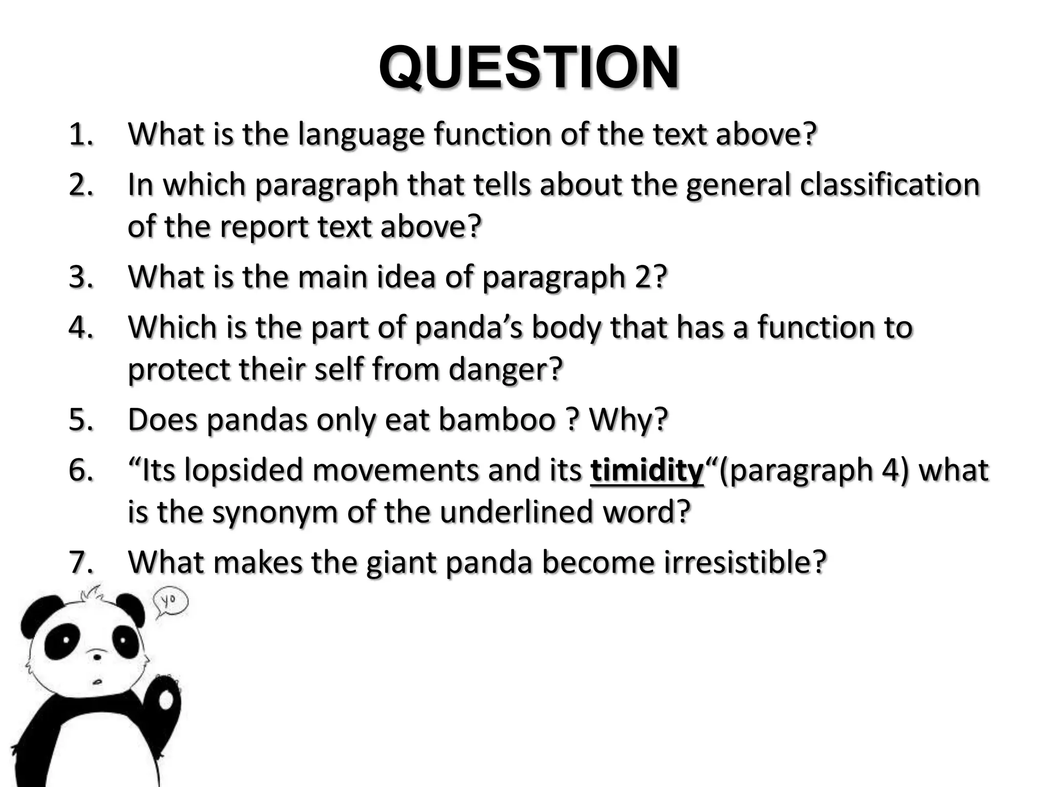 Report text about animal (panda) | PPTX