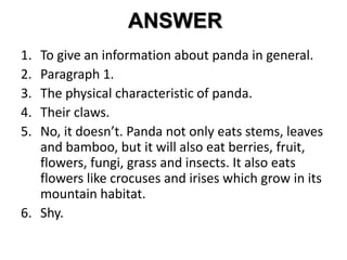 Report text about animal (panda) | PPTX