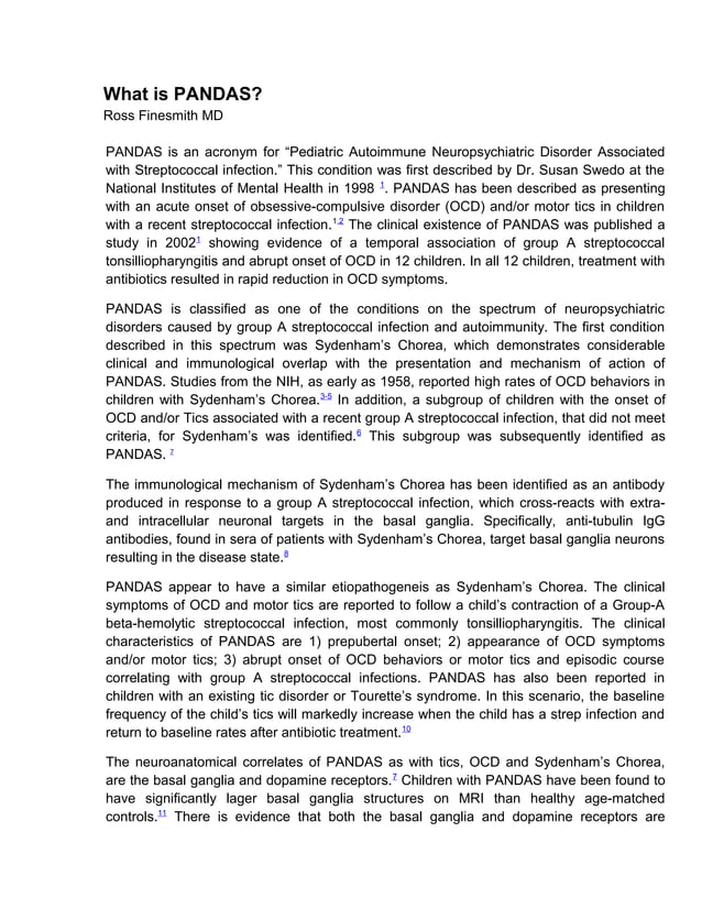 Pandas- Pediatric Pediatric Autoimmune Neuropsychiatric Disorders ...