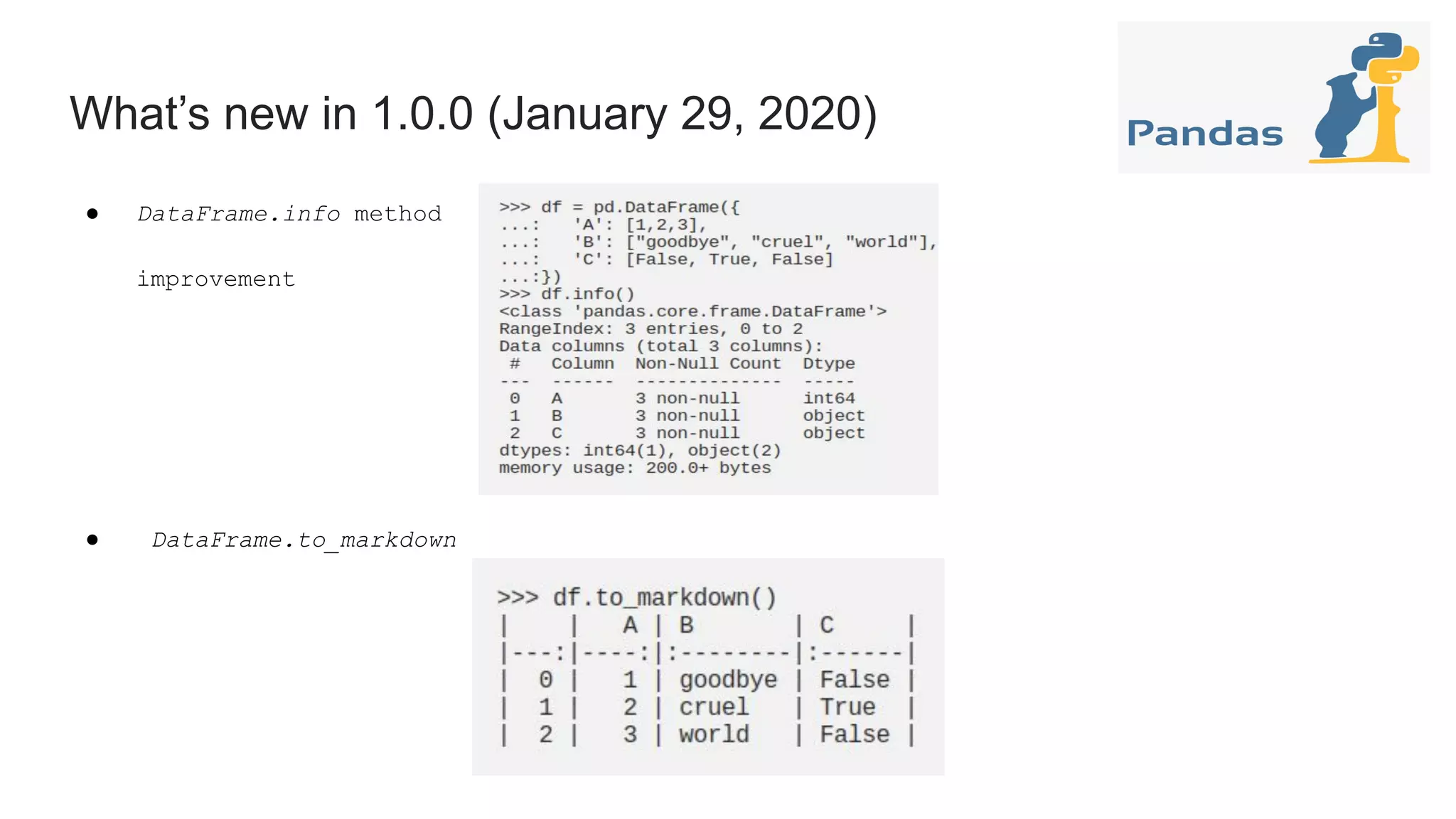 What’s new in Pandas v1.0? | PPT