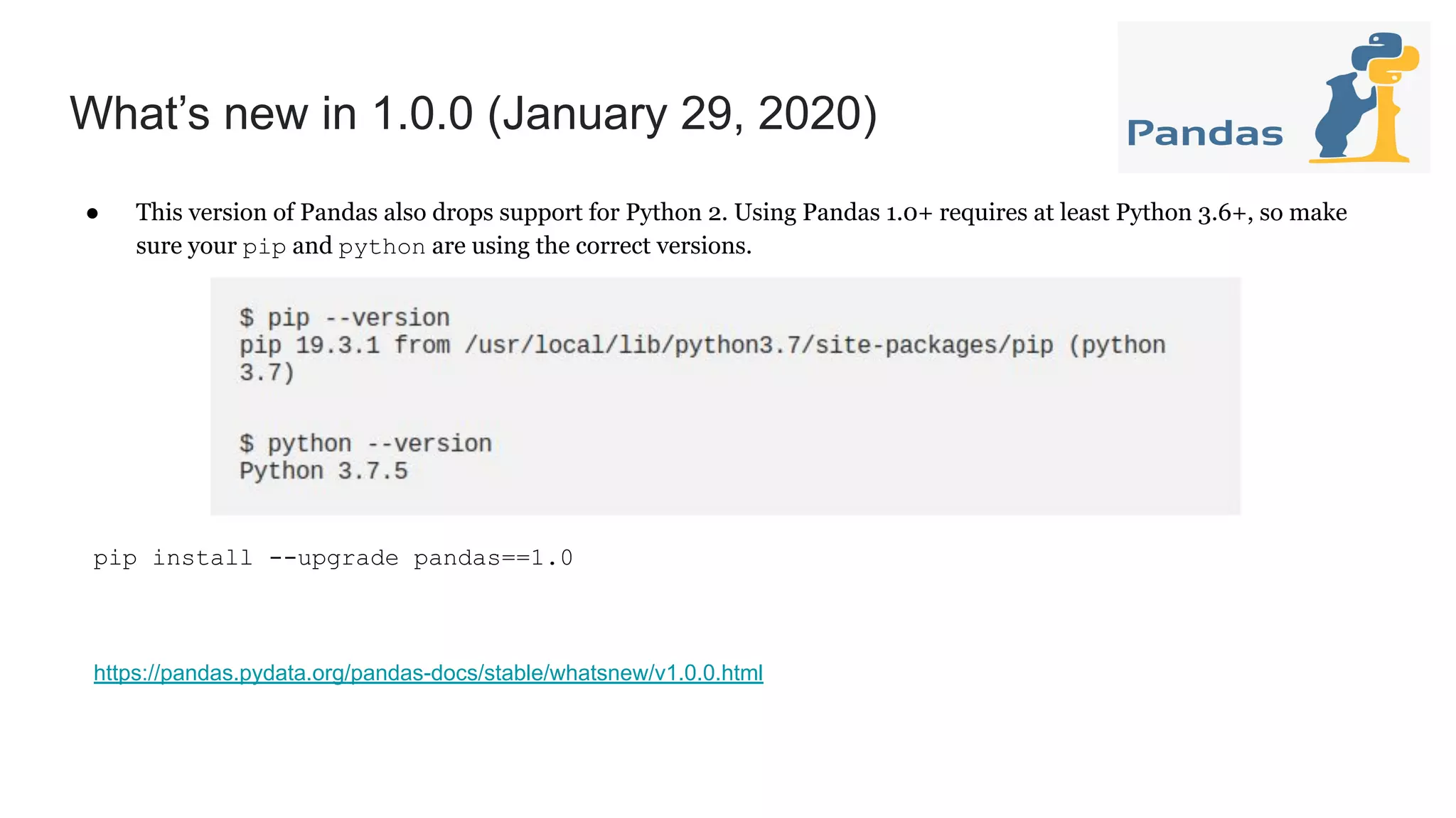 What’s new in Pandas v1.0? | PPT