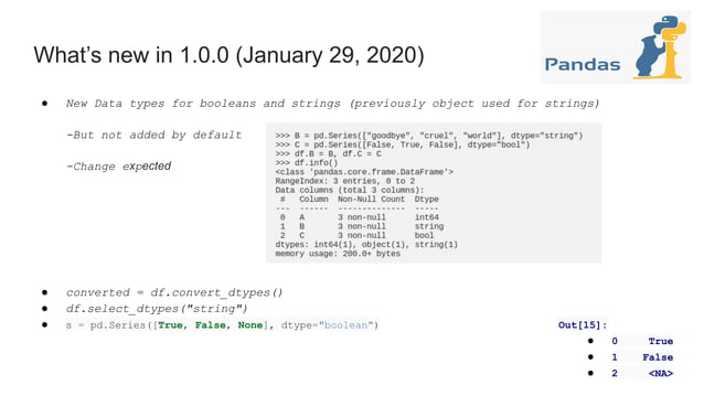 What’s new in Pandas v1.0? | PPT