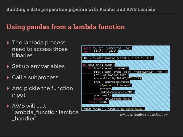 PyconJP: Building a data preparation pipeline with Pandas and AWS Lam…