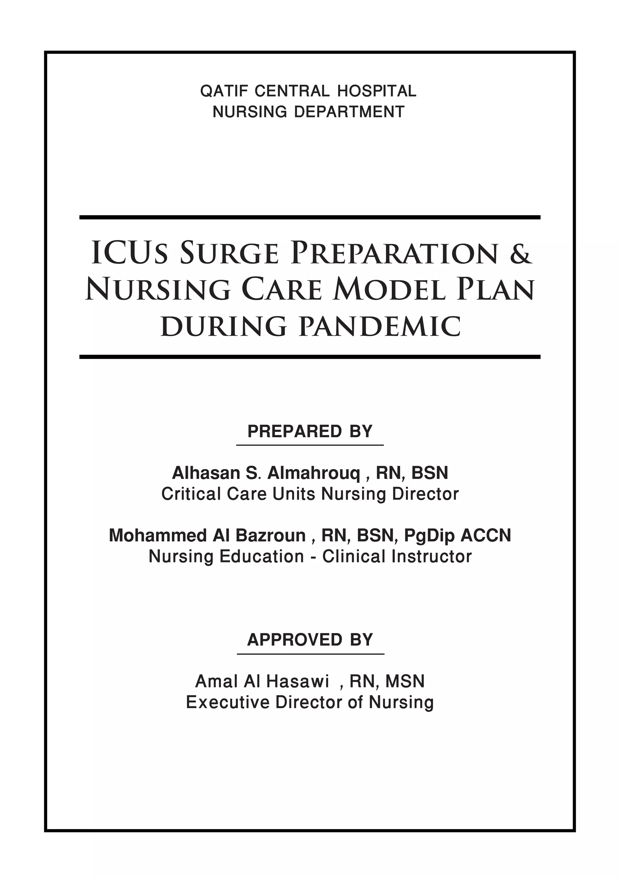 Critical care surge plan during covid19 pandemic | PDF