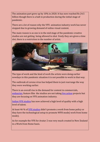 PANDEMIC RESHAPED INDIA’S VFX ANIMATION INDUSTRY | PDF