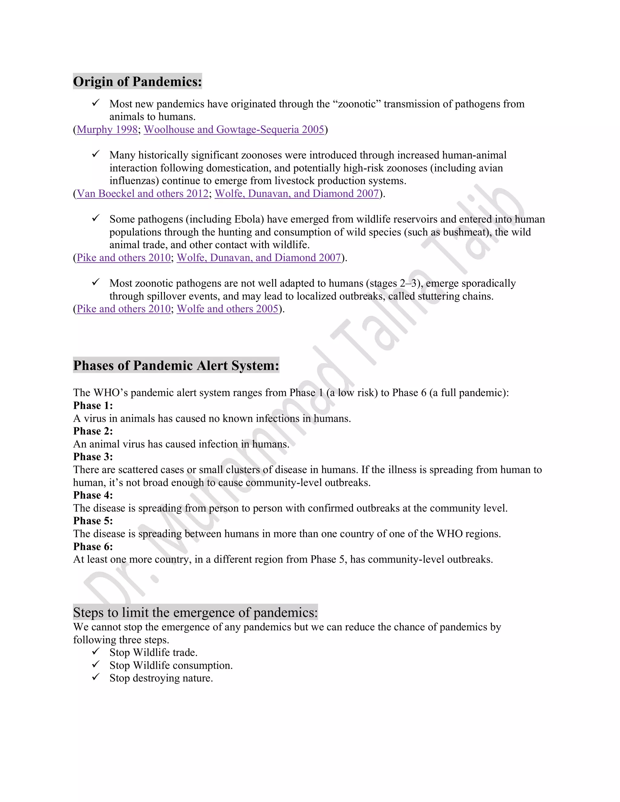 Pandemics (Introduction, Origin and Prevention) | PDF