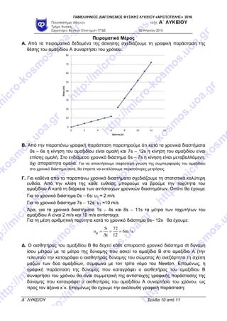 ΠΑΝΕΛΛΗΝΙΟΣ ΔΙΑΓΩΝΙΣΜΟΣ ΦΥΣΙΚΗΣ "ΑΡΙΣΤΟΤΕΛΗΣ" Α΄ΛΥΚΕΙΟΥ 2016 | PDF