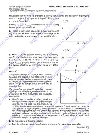 Πανελλήνιος Διαγωνισμός Φυσικής Γ΄ Λυκείου 2005/ Θέματα και Λύσεις | PDF