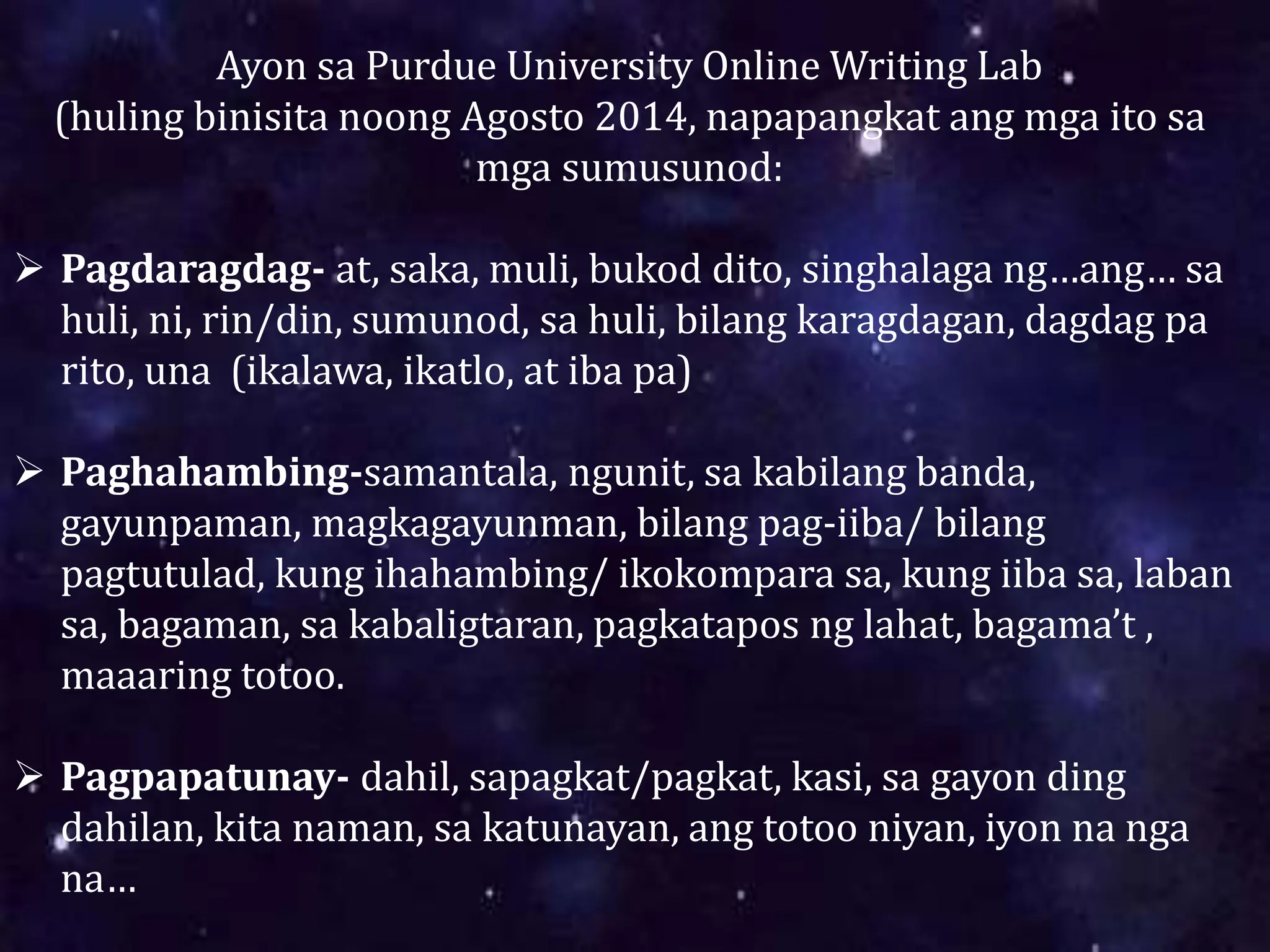 Panandang Pandiskurso naghuhudyat ng pagkakasunod-sunod.ppt