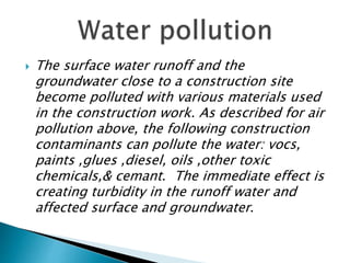 pollution due to construction | PPTX