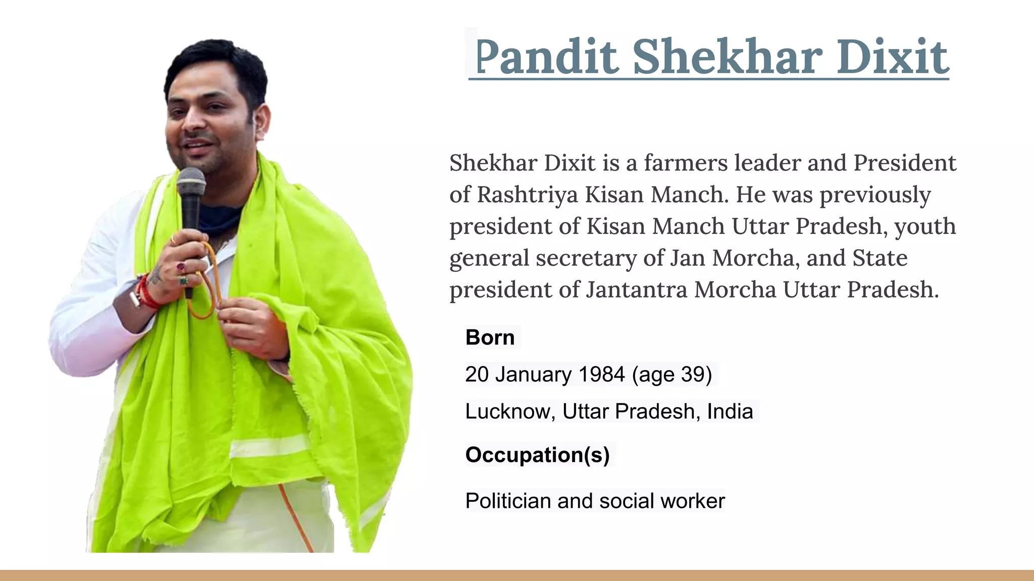 Farmer Leader Shekhar Dixit | PPTX