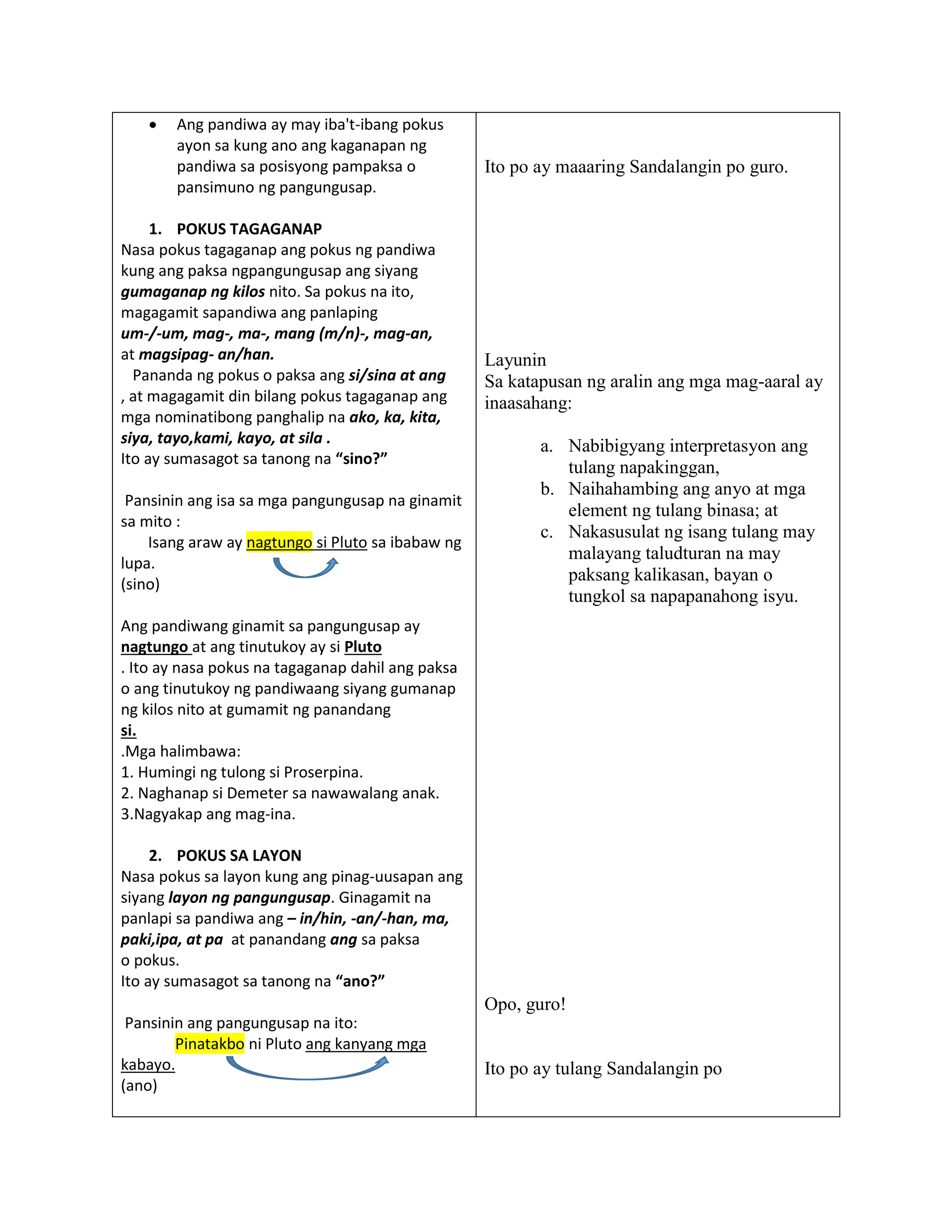 pandiwa grade 7 tukoy ang pagaaral sa pandiwa nito | DOCX