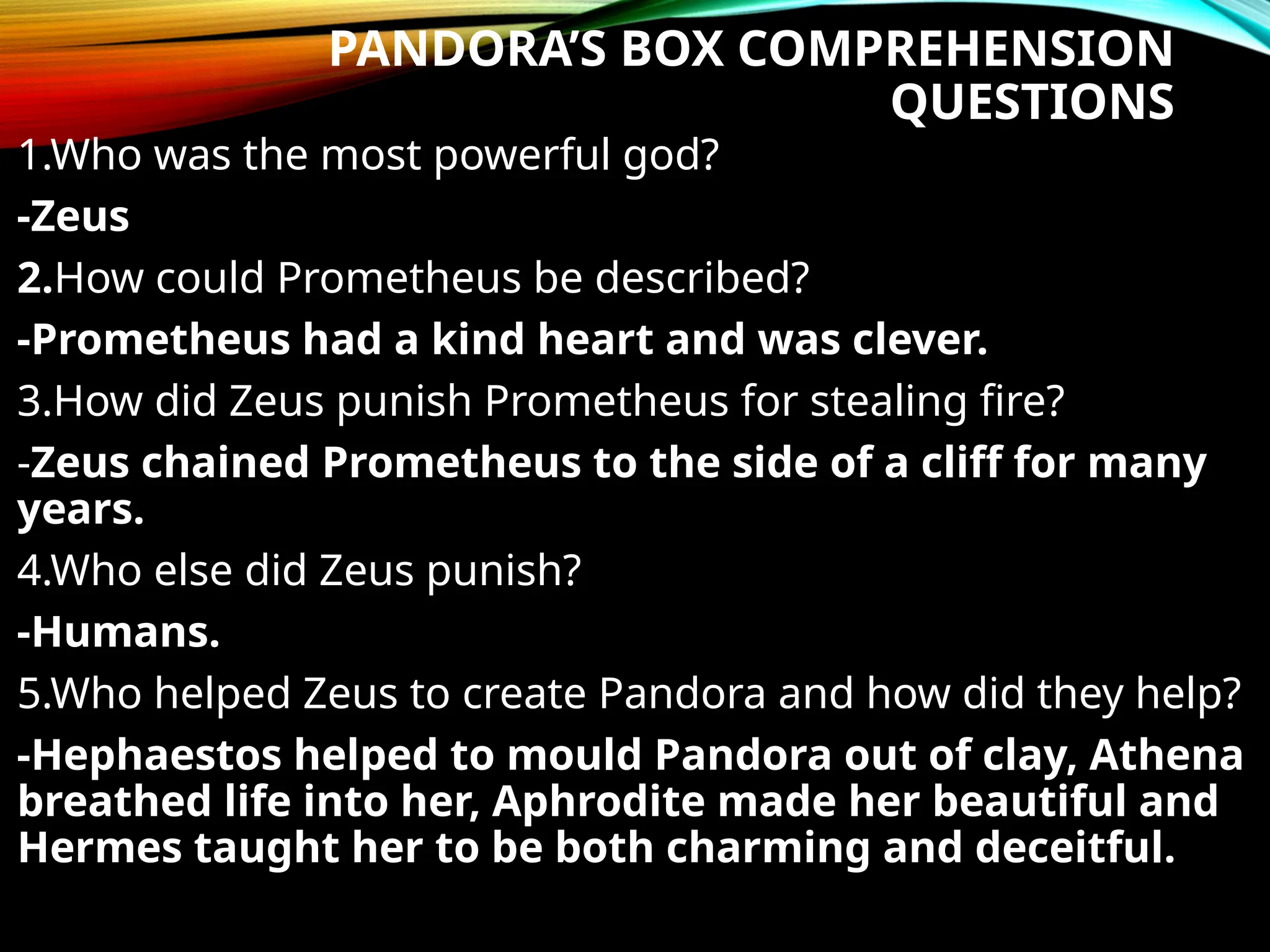 PANDORAS BOX QUESTIONS AND EXERCISES FOR G10 | PPTX