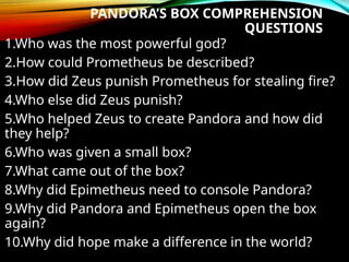 PANDORAS BOX QUESTIONS AND EXERCISES FOR G10 | PPTX
