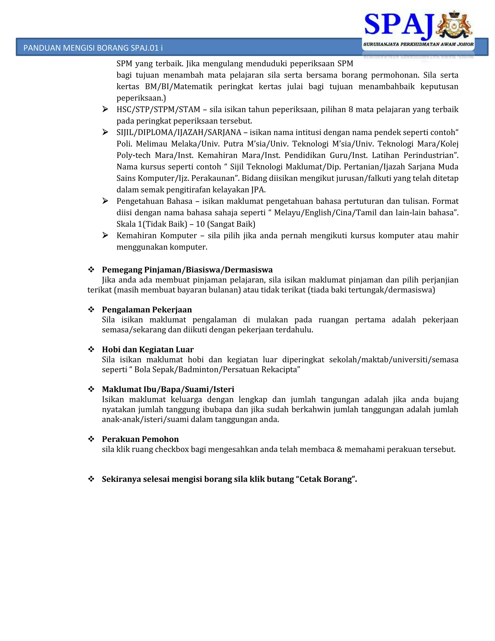 Panduan Borang Permohonan SPAJ.01 2013-1 | PDF