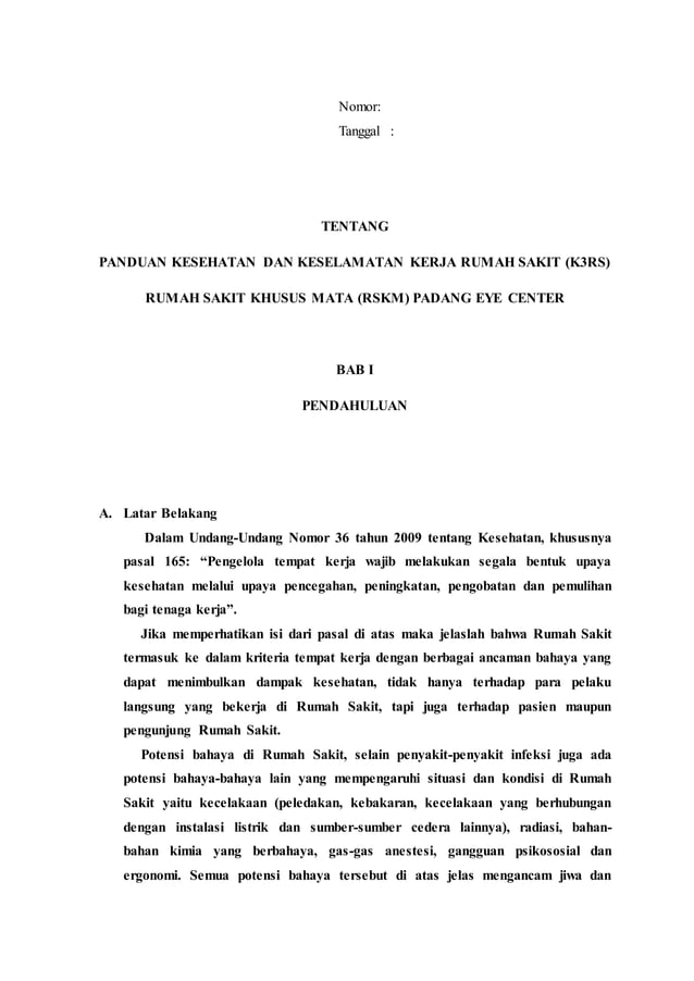 Panduan kesehatan-dan-keselamatan-kerja-rumah-sakit-k3rs | DOCX