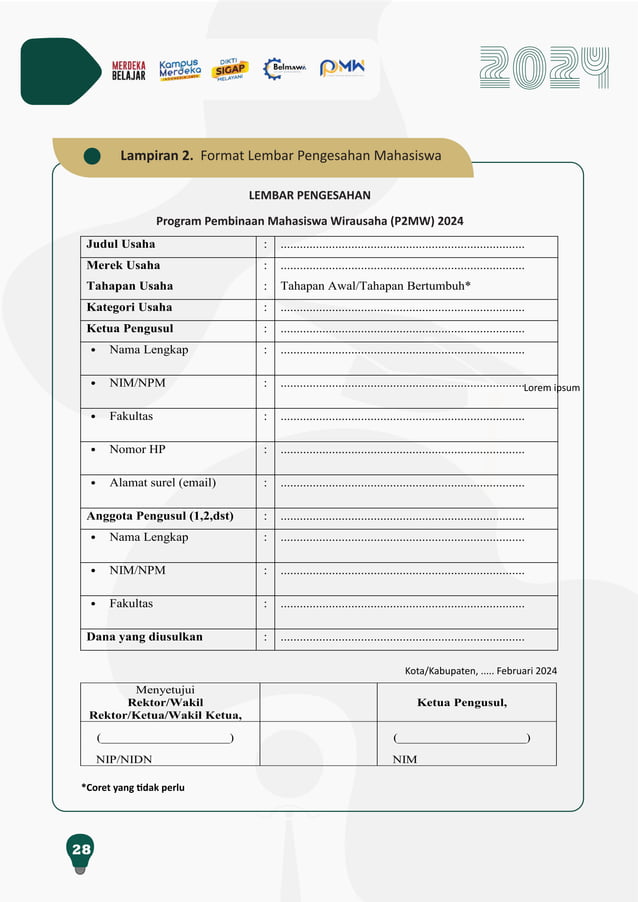 Panduan P2MW 2024 sebagai panduan dalam penyusunan proposal p2mw 2024 | PDF